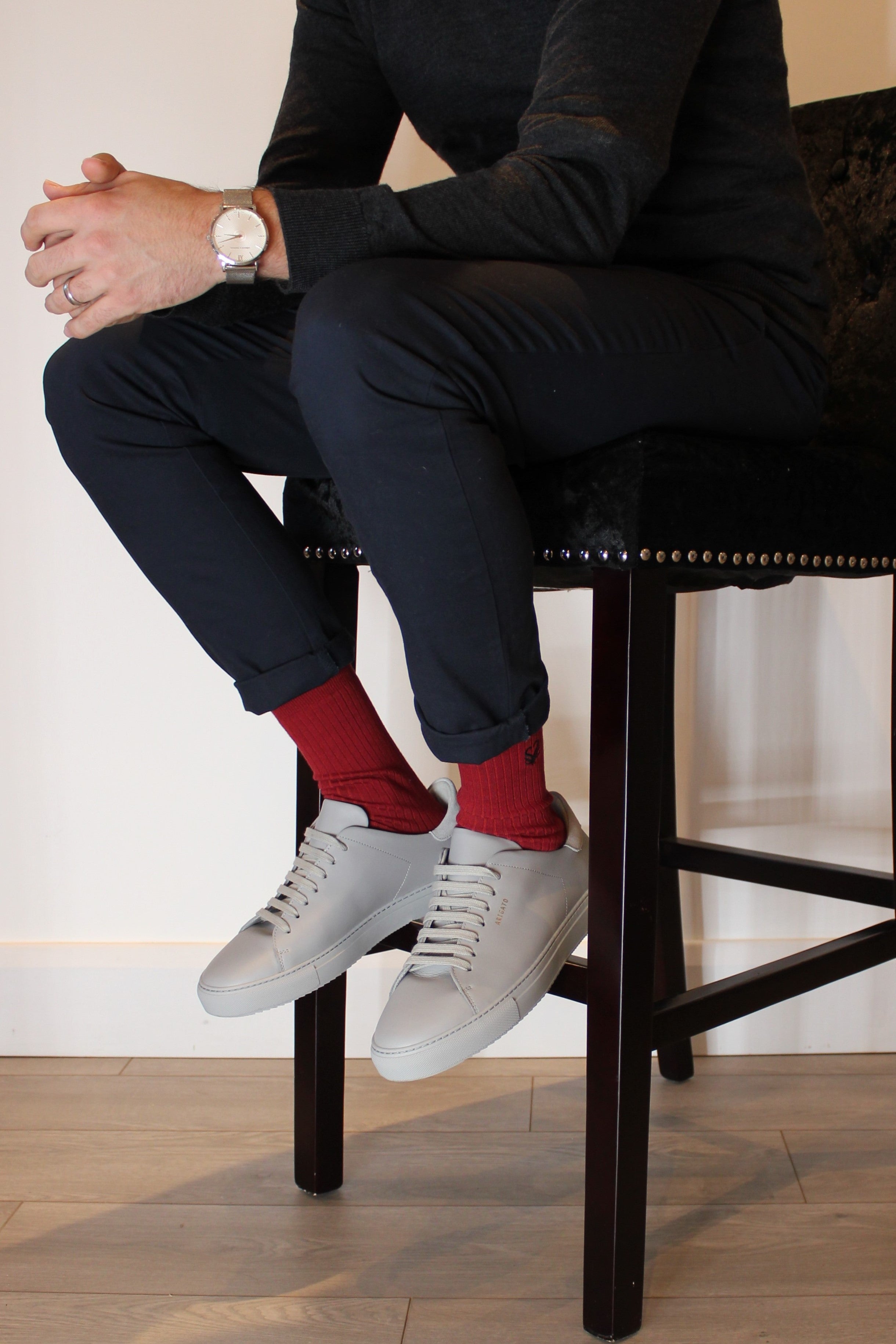 Merlot Red Ribbed Bamboo Men's Socks | The Duke | Sirluxe Socks